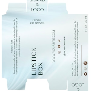 Editable Lipstick or Lip Balm Box for Canva.custom Beauty Product ...