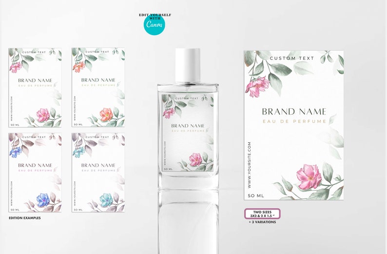 Custom Perfume Bottle Label Template.editable Canva Design for Perfume ...