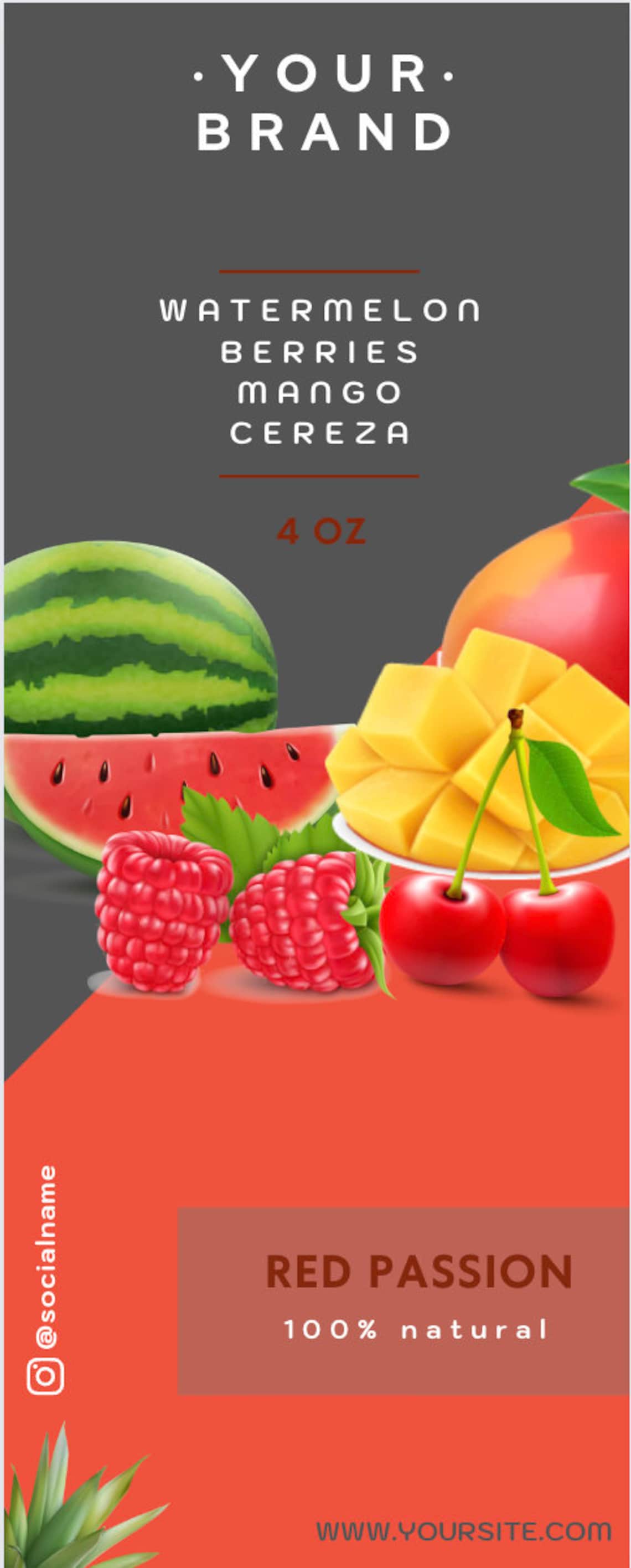 Printable Fruity Fresh Juice Canva Label Template,editable Custom Juice ...