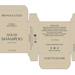 Custom Editable Solid Shampoo or Soap Packaging Box Canva.printable ...