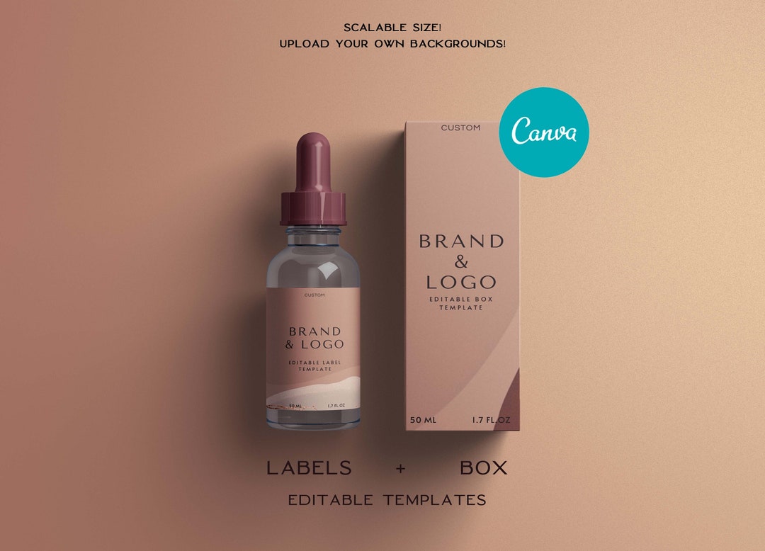 Custom Editable Beauty & Cosmetic Box + Labels Template Canva Bundle ...