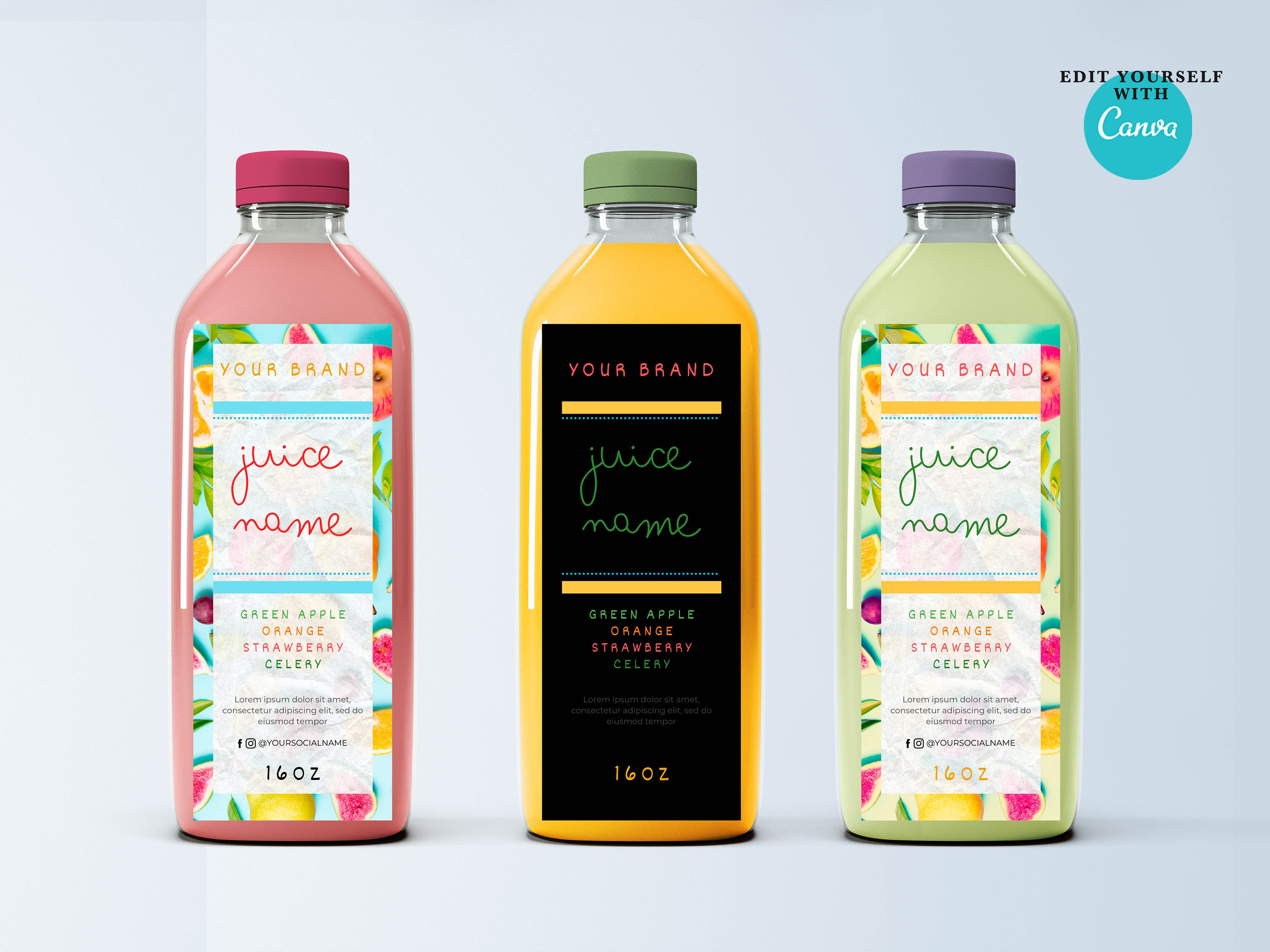 Editable Juice Bottle Label Template,pressed Juice Labels Template ...