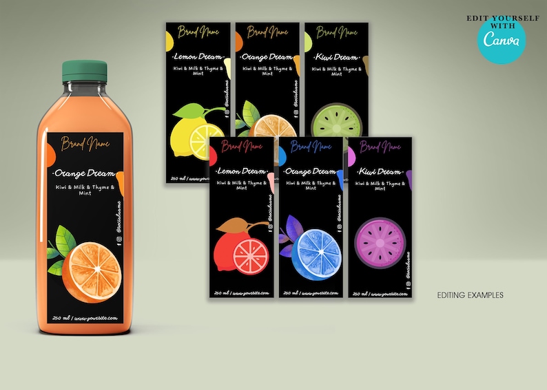 Custom Printable Juice Bottle Label. Editable Juice Bottle - Etsy