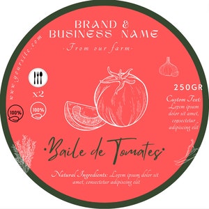 Personalized Fresh Food Salad Label Template.printable Organic Product ...