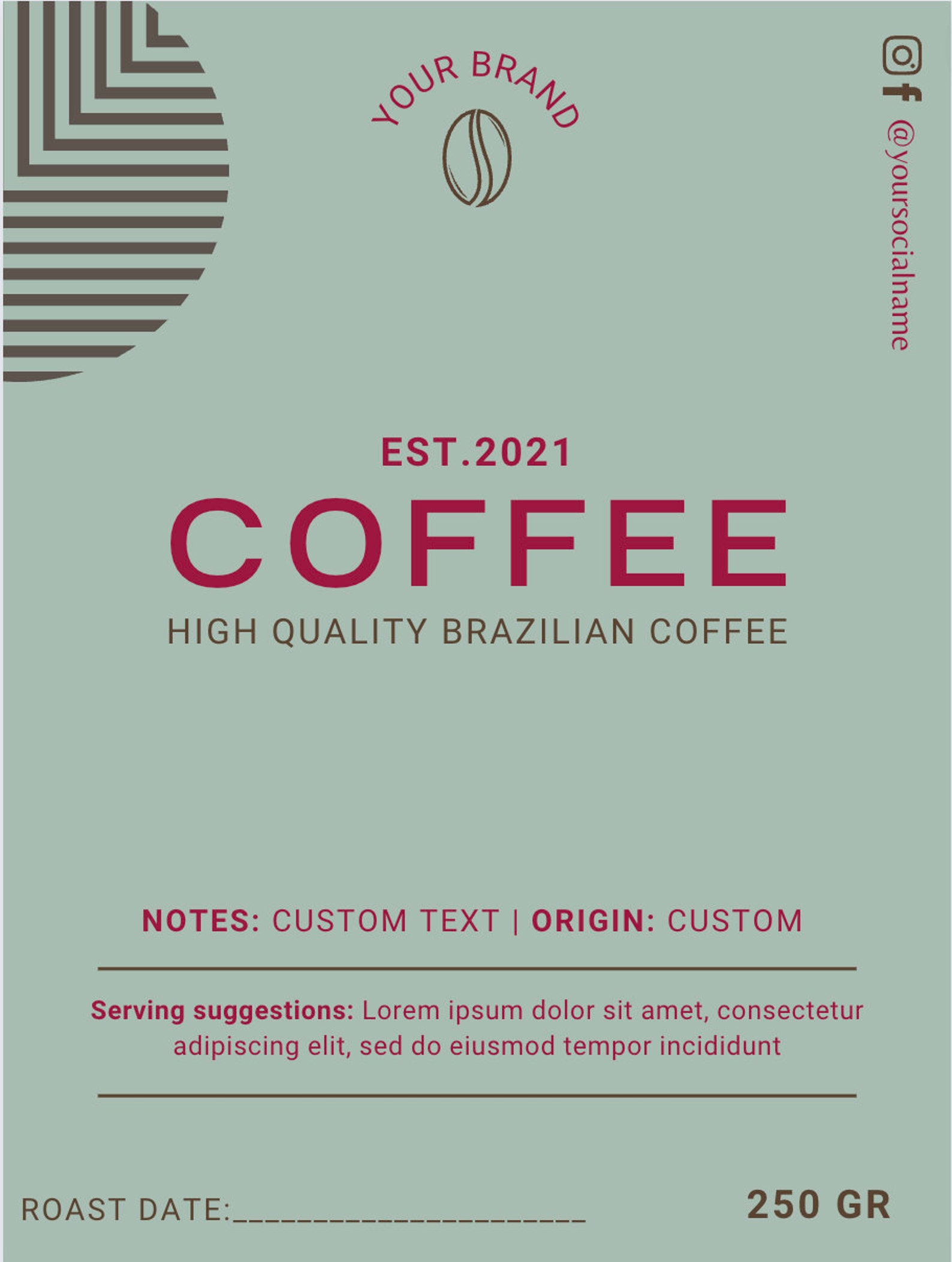 Editable Coffee Label Template for Canva,printable Coffee Bag Label Sticker for Pouch,custom ...