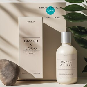 Custom Editable Beauty & Cosmetic Box + Labels Template Canva Bundle ...