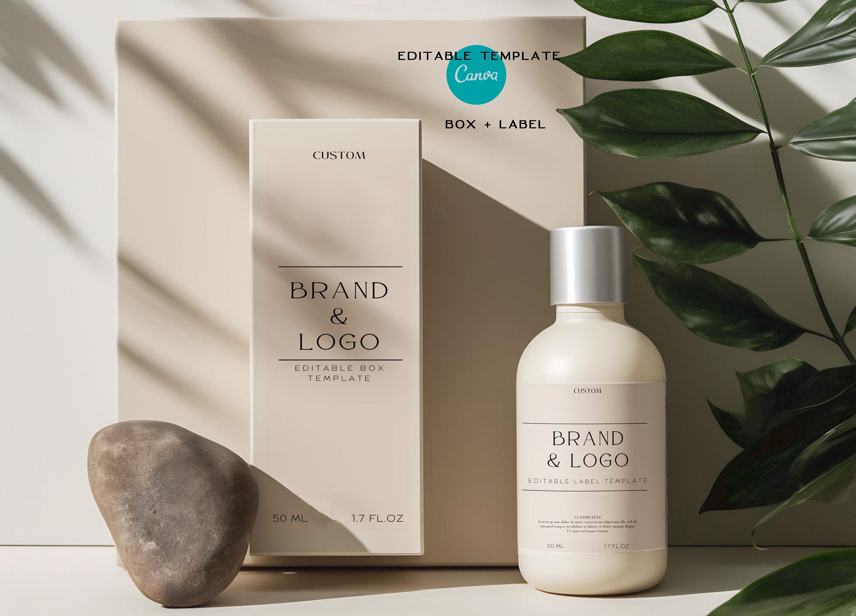 Custom Editable Beauty & Cosmetic Box + Labels Template Canva Bundle ...