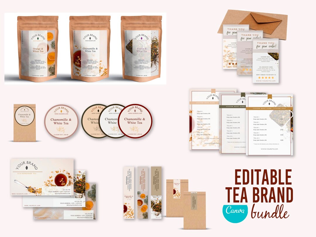 Printable Tea Label Template Bundle, Editable Tea Labels Template ...
