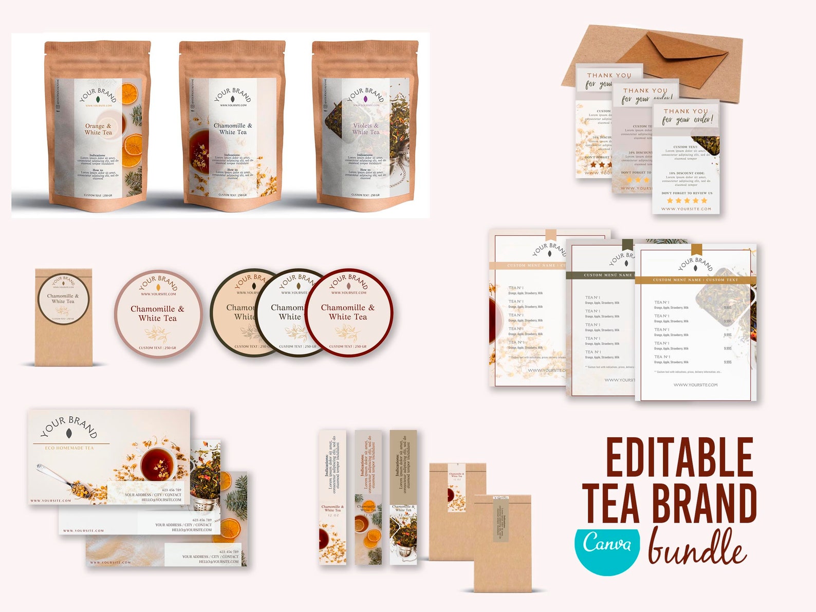 Printable Tea Label Template Bundle, Editable Tea Labels Template ...