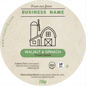 Custom Fresh Food Salad Label Template Canva Design for Takeaway ...
