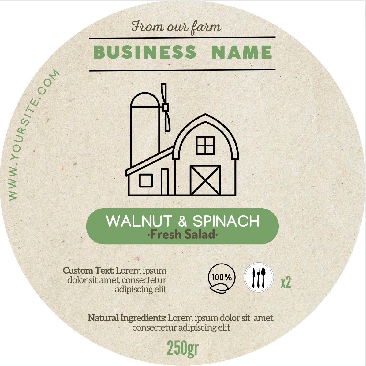 Custom Fresh Food Salad Label Template Canva Design for Takeaway ...