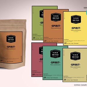 Printable Herbal Tea Blend Label Packaging Design Template Editable for ...