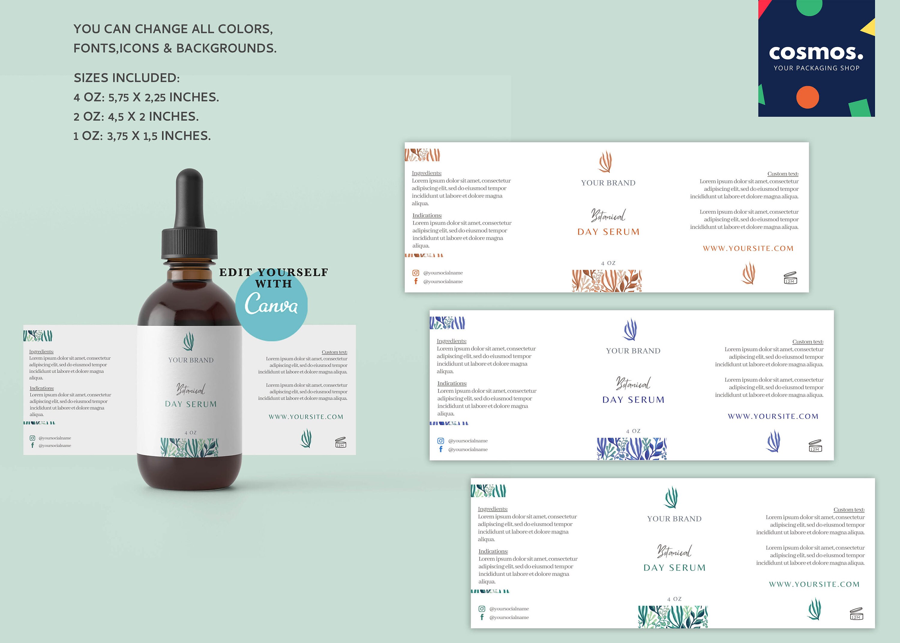 Printable Cosmetic & Serum Label Canva Template for Dropper - Etsy