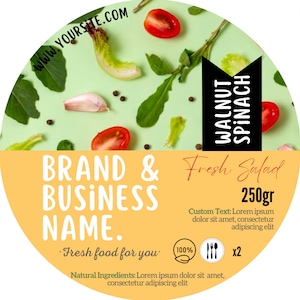 Personalized Fresh Food Salad Label Template.editable Canva Design for ...