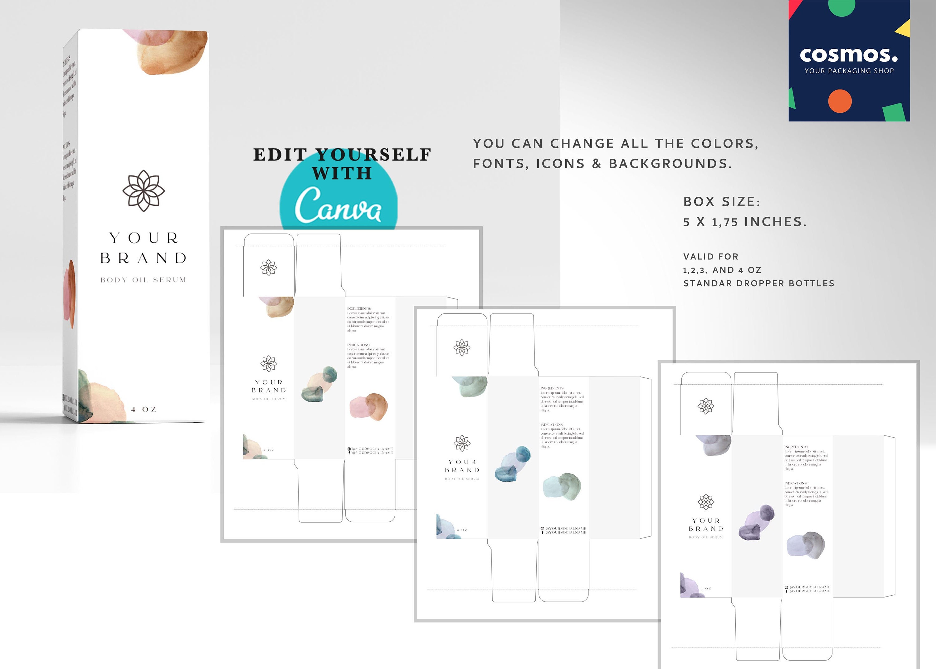 Editable Product Box Canva Templateprintable Box Packaging - Etsy