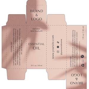 Editable Essential Oil & Cosmetic Packaging Box Canva.custom Oils ...