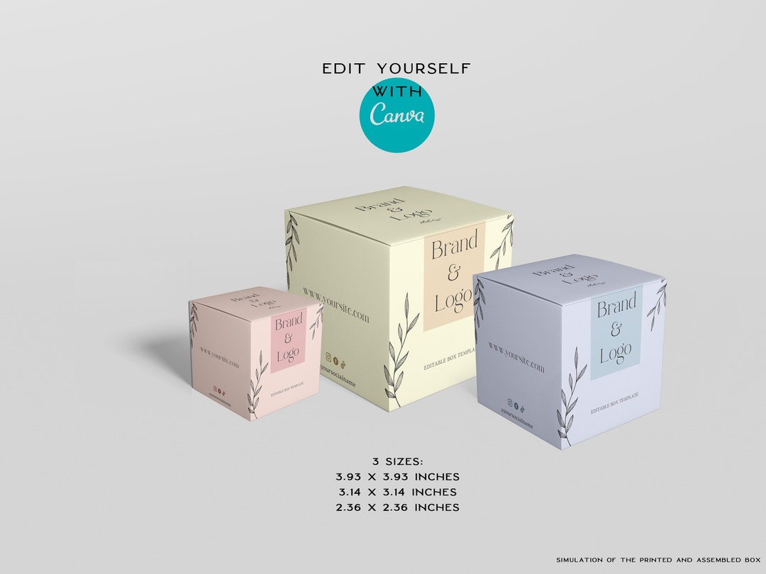 Editable Canva Square Box Template Candles Jars.custom Product Box ...