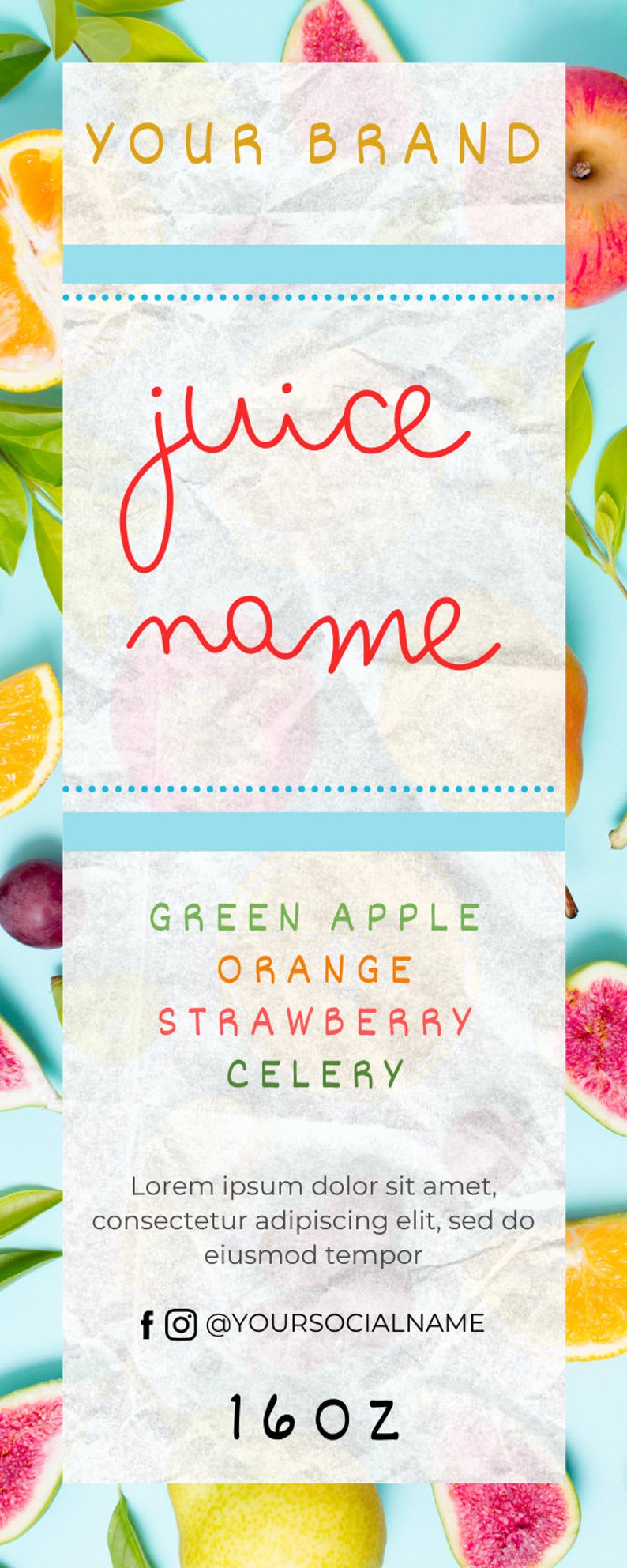 Editable Juice Bottle Label Template,pressed Juice Labels Template ...