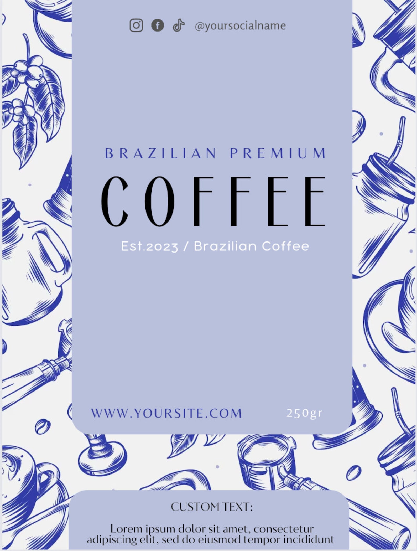 Coffee Label Template Editable for Canva.custom Canva Label Design for ...