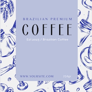 Coffee Label Template Editable for Canva.custom Canva Label Design for ...