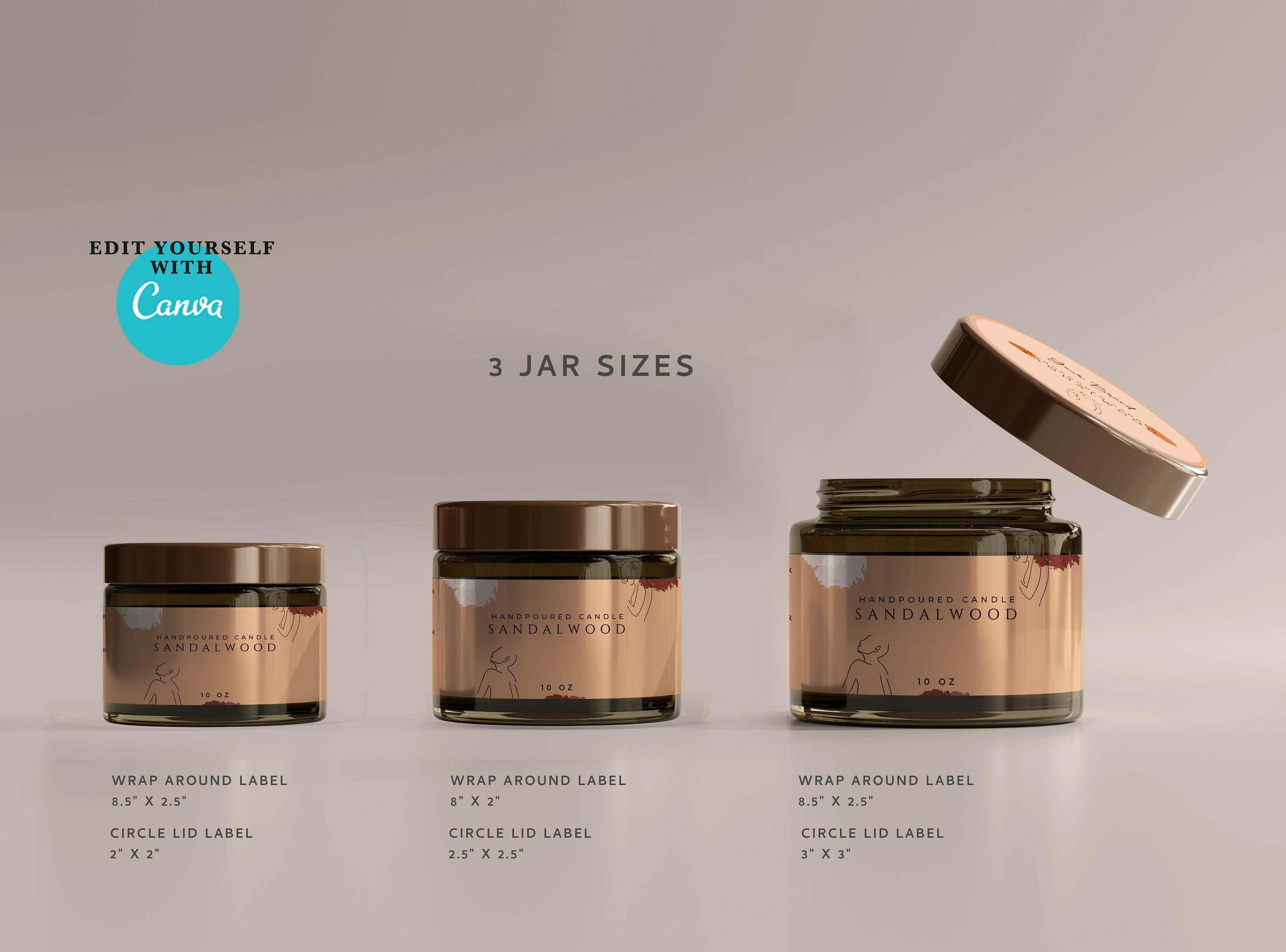 Custom Cream Jar Label Editable With Canva.printable Wrap Around Label ...