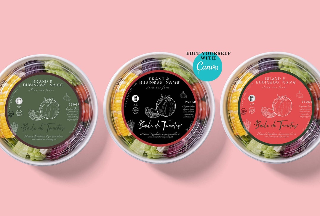 Personalized Fresh Food Salad Label Template.printable Organic Product ...