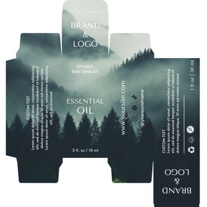 Editable Essential Oil & Cosmetic Packaging Box Canva.custom Oils ...
