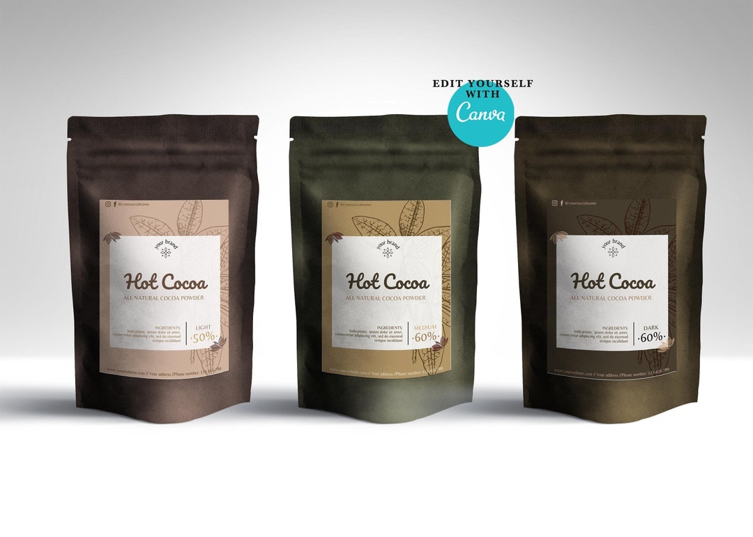 Printable Hot Cocoa & Coffee Label Template, Editable Hot Chocolate ...