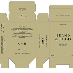 Editable Hanging Box Template for Canva. Custom Packaging Design or Box ...