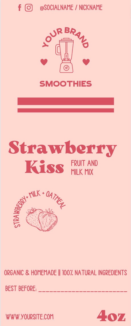 Custom Smoothies and Juice Packaging Labels Template for Canva.juicery ...