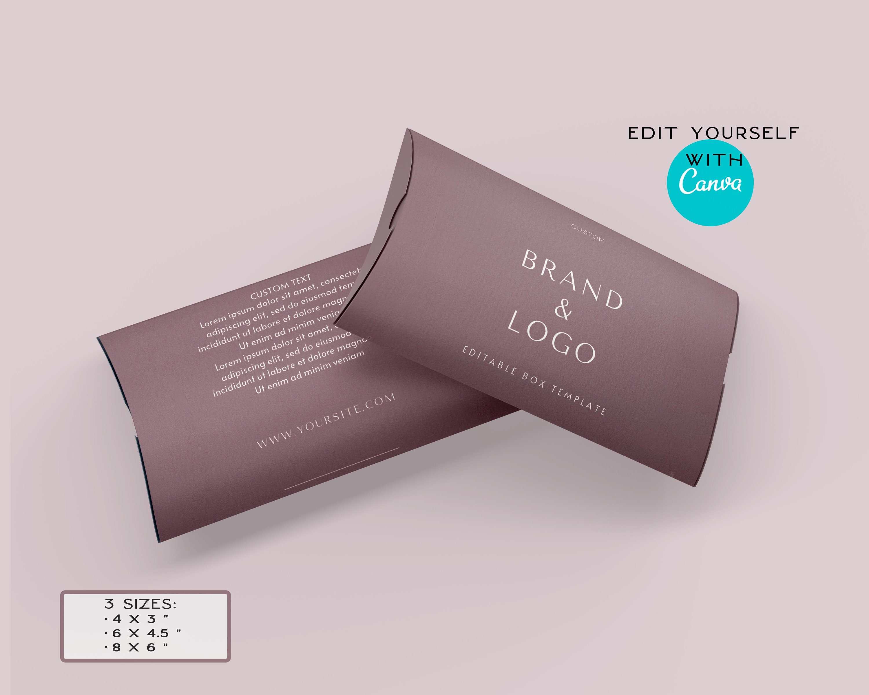 Editable Pillow Box Design Template for Canva.custom Jewelry Box ...