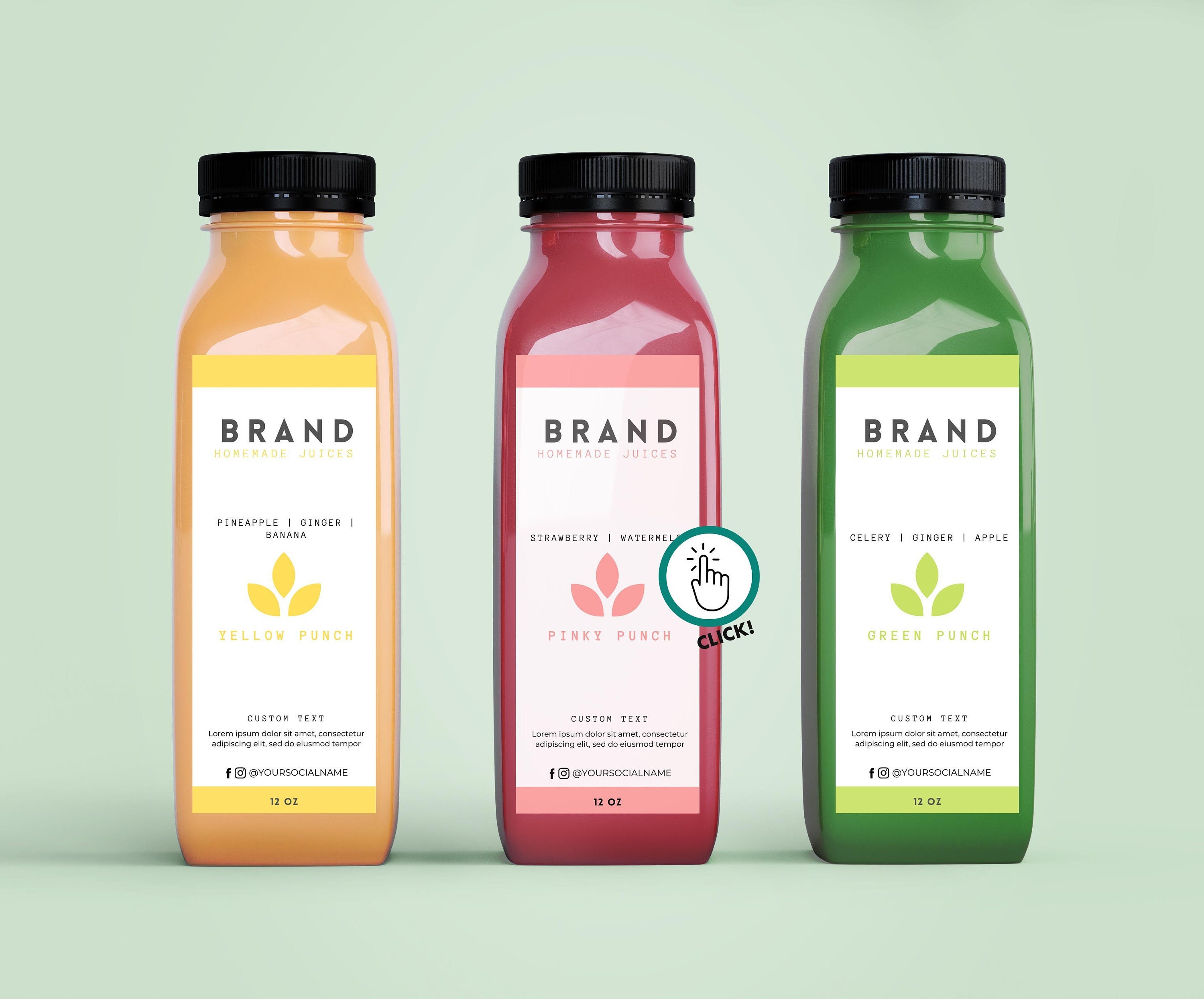 Printable Juice Label for 12 and 16 Oz Bottle.editable Canva Template ...