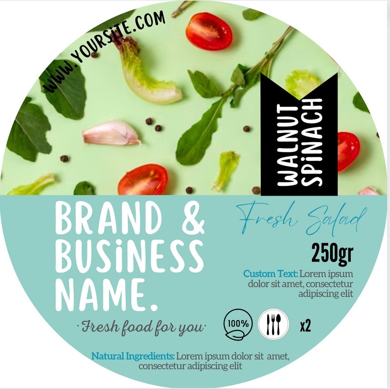 Personalized Fresh Food Salad Label Template.editable Canva Design for ...