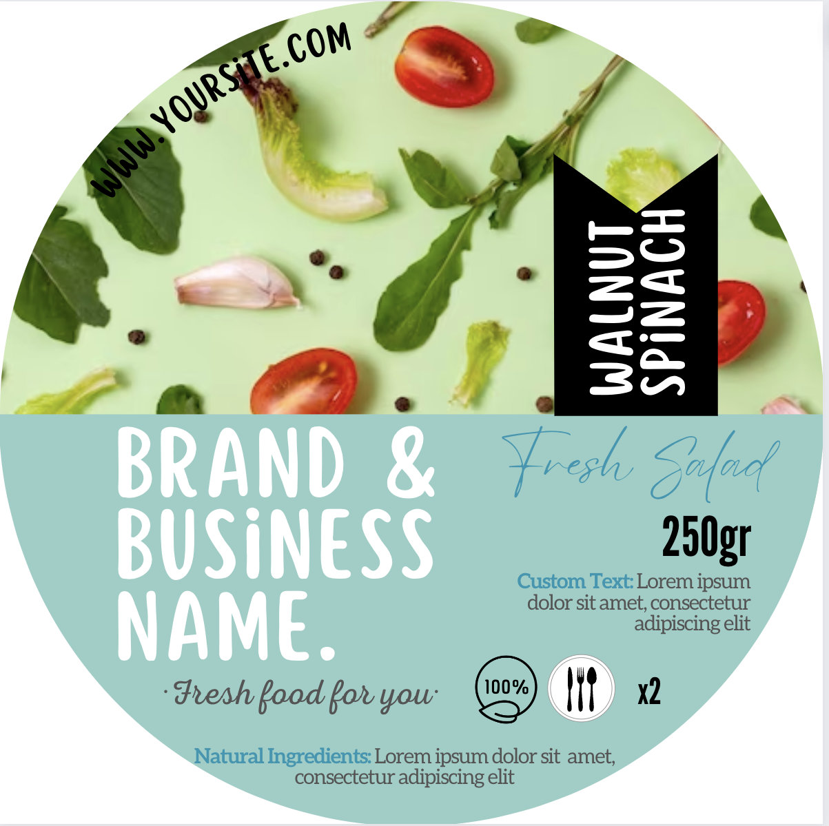 Personalized Fresh Food Salad Label Template.editable Canva Design for ...