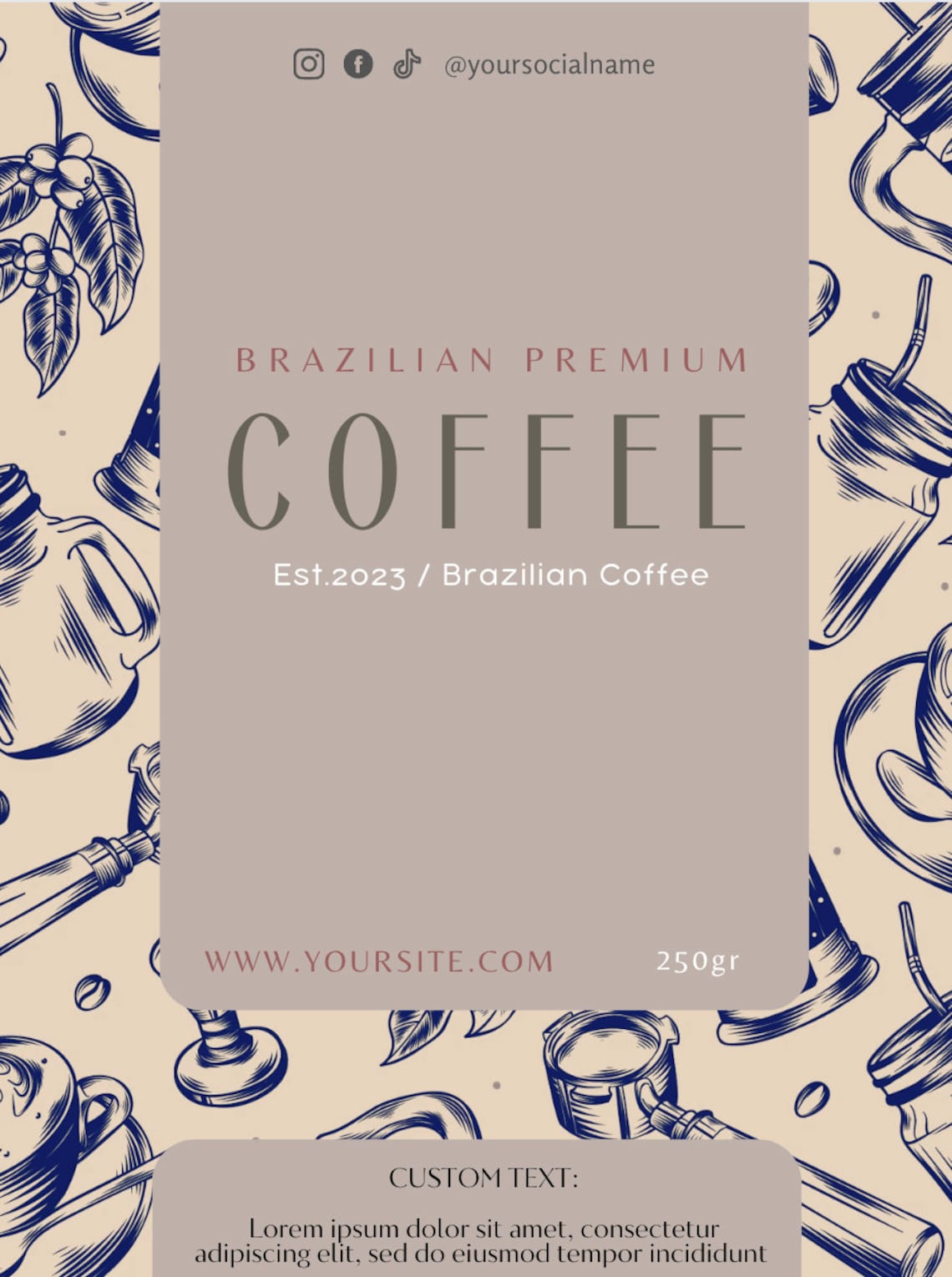 Coffee Label Template Editable for Canva.custom Canva Label Design for ...