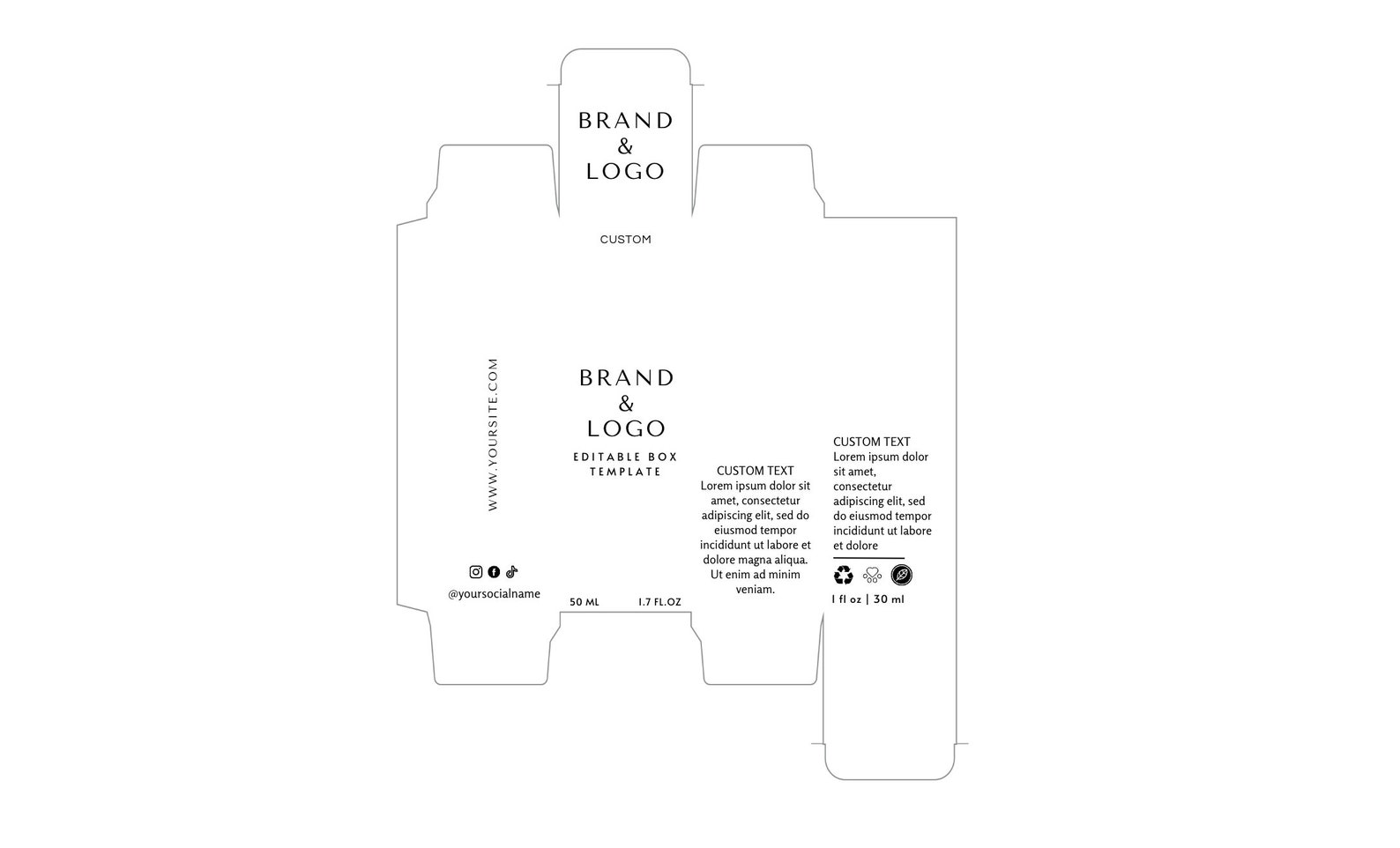 Editable Canva Rectangular Box Design Template,custom Product Box ...