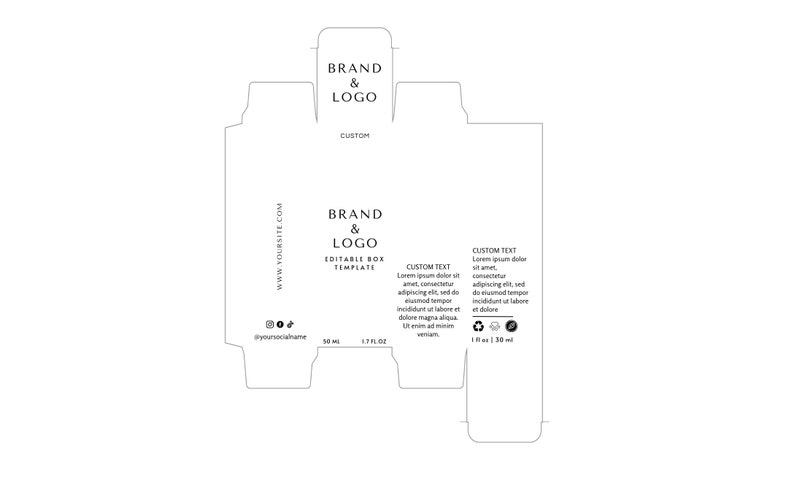 Editable Canva Rectangular Box Template for Cosmeticscustom - Etsy