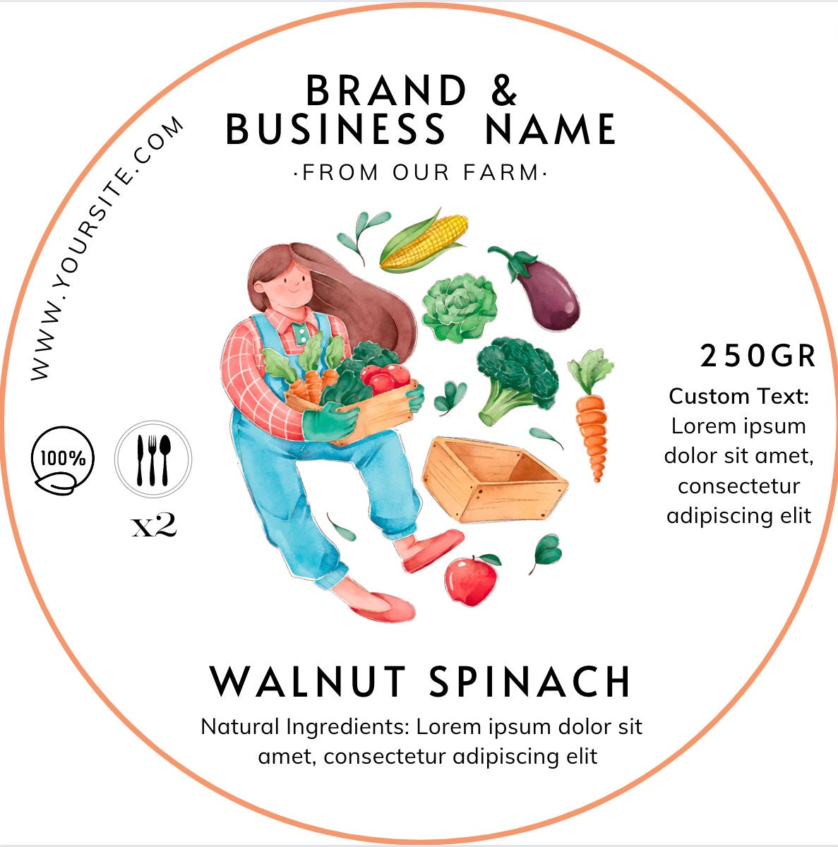 Custom Editable Salad Label Canva Template for Fresh Food Packaging ...