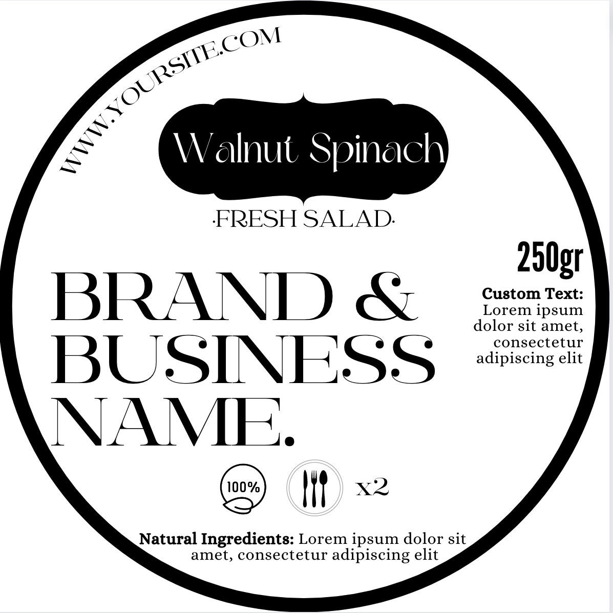 Custom Editable Fresh Food Label Canva Template.design for Salad ...
