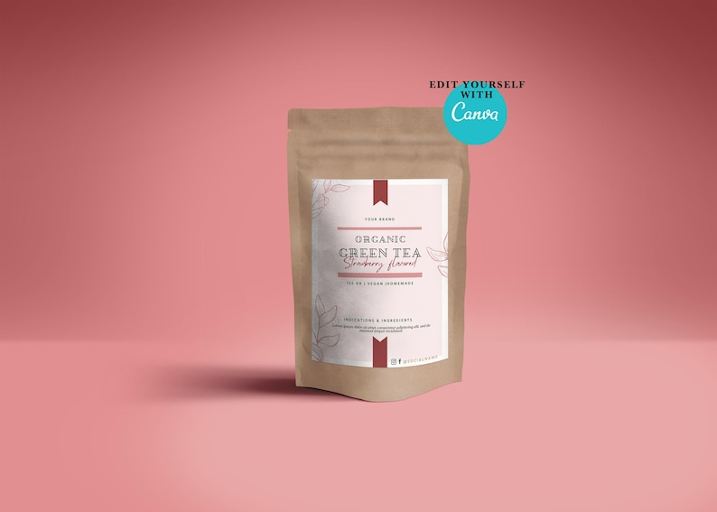 Printable Label for Tea Bags. Custom Product Labels for Kraft - Etsy