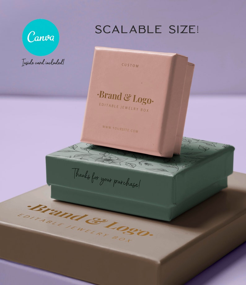 Custom Jewelry Packaging Box and Display Card Canva Template Bundle ...