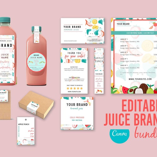Printable Juice Branding Kit Bundle.bottle Labels Template for - Etsy