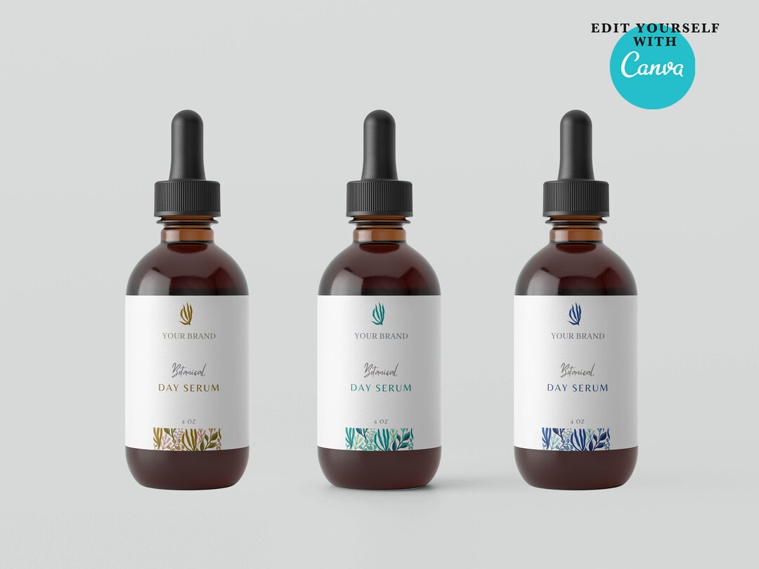 Printable Cosmetic & Serum Label Canva Template for Dropper Bottle 1 Oz ...