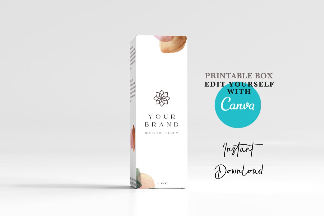 Editable Product Box Canva Template,printable Skincare Long Product Box ...