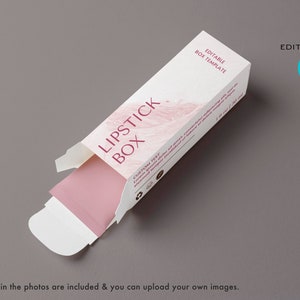 Editable Lipstick or Lip Balm Box for Canva.custom Beauty Product ...