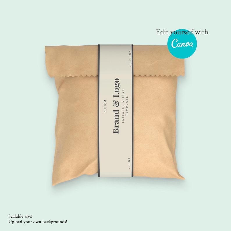 Editable Wrap Sleeve Label Template for Clothing & Bags,custom Belly ...