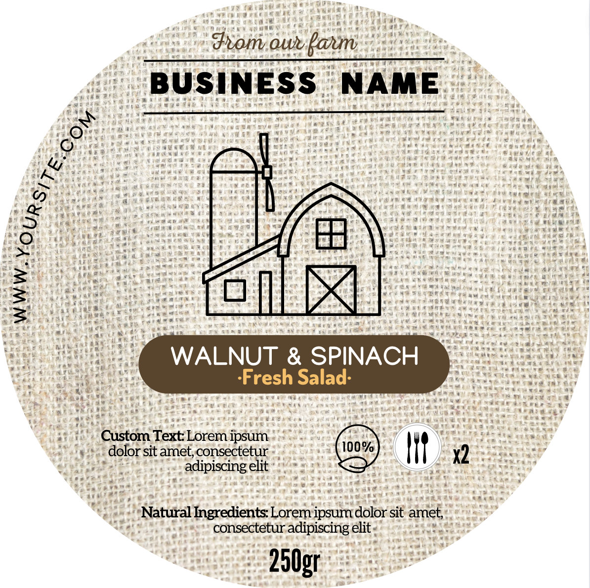 Custom Fresh Food Salad Label Template Canva Design for Takeaway ...
