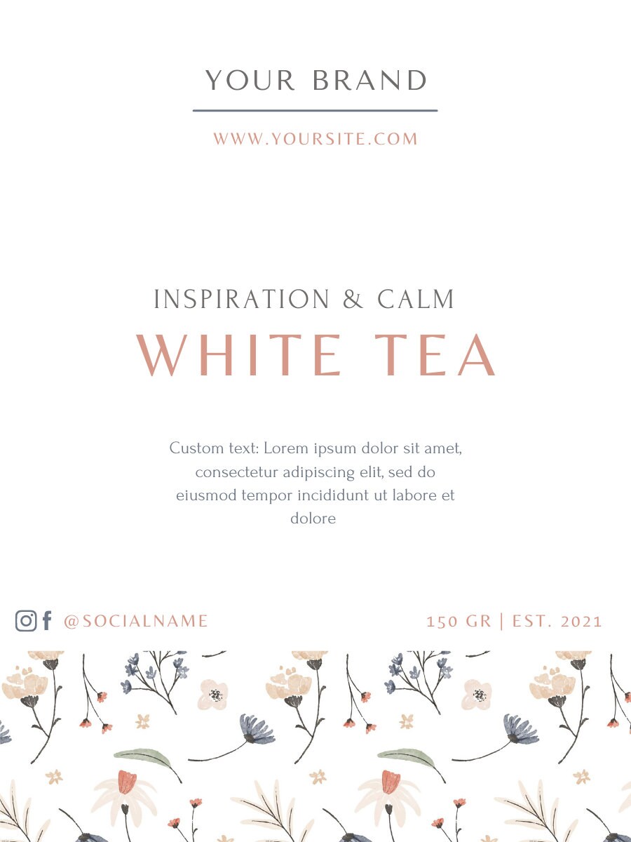 Editable Tea Label Template for Pouch or Tea Bags.customized Herbal ...