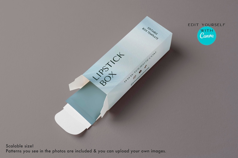 Editable Lipstick or Lip Balm Box for Canva.custom Beauty Product ...