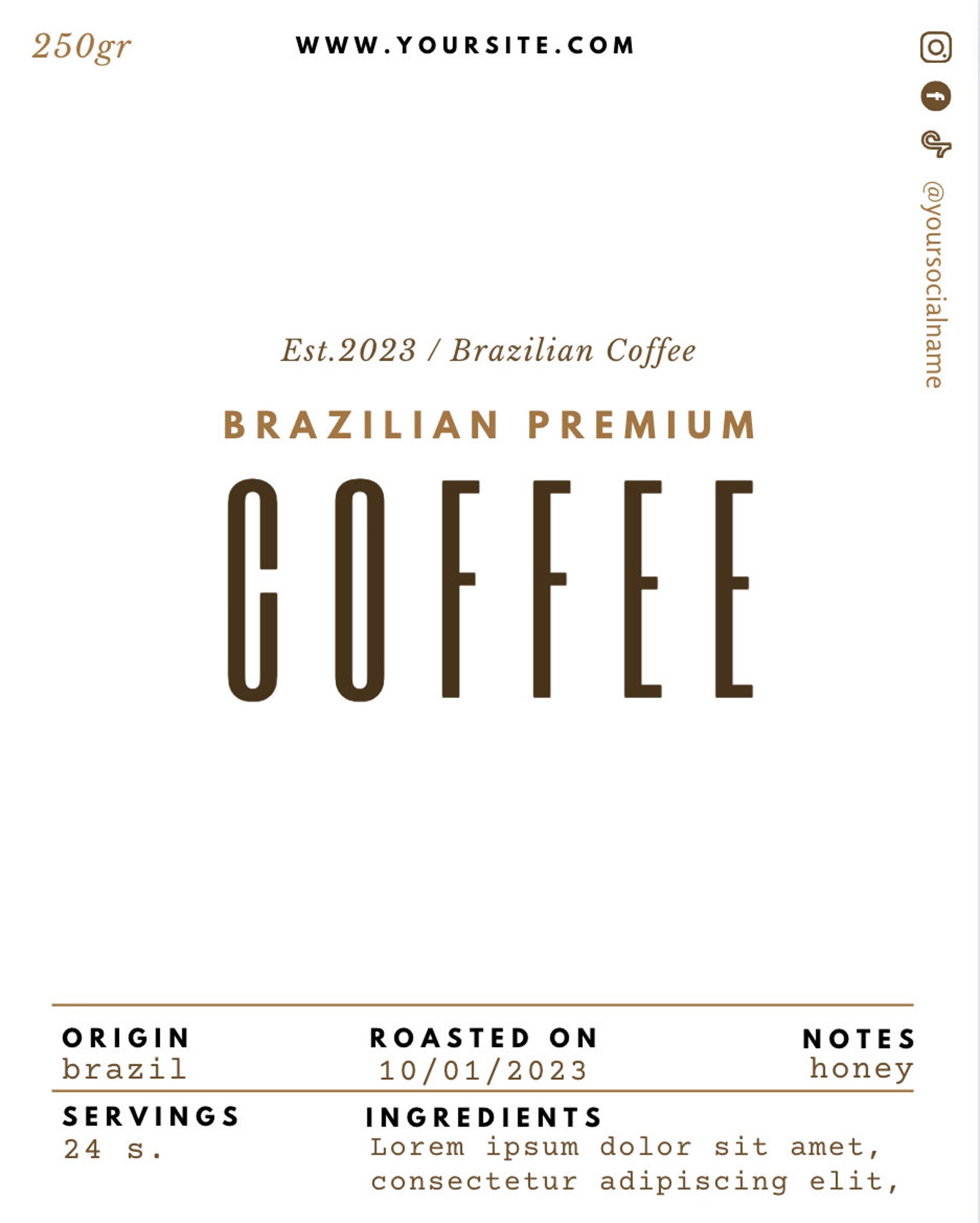 Custom Coffee Bag or Pouch Label Template Canva Editable.minimalist Coffee Tea Packaging Design ...